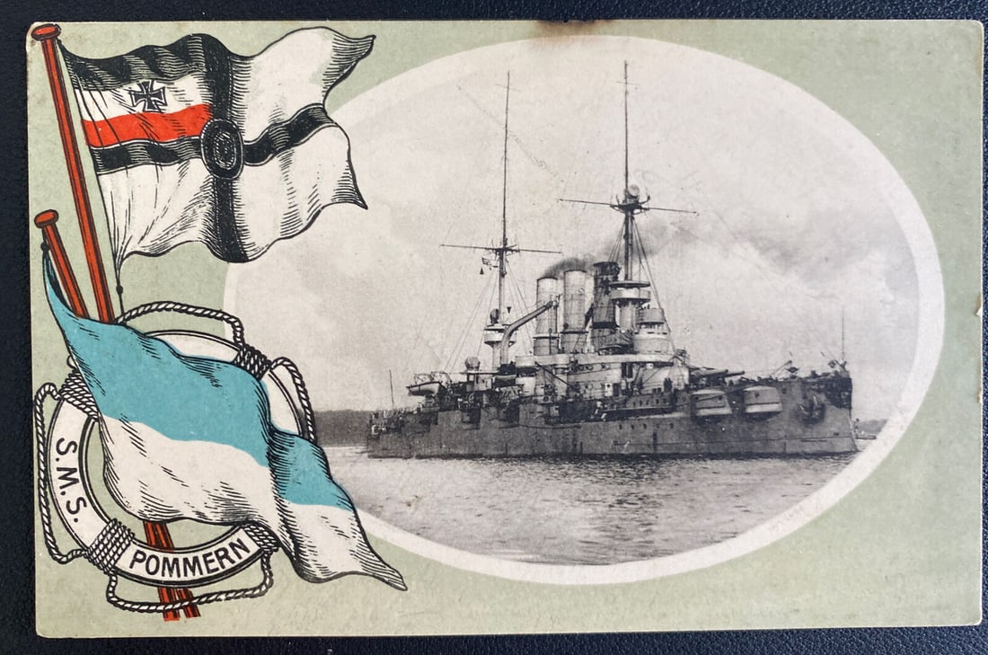 Mint Germany Real Picture Postcard Sms Pommern Battleship Ww1 Auction