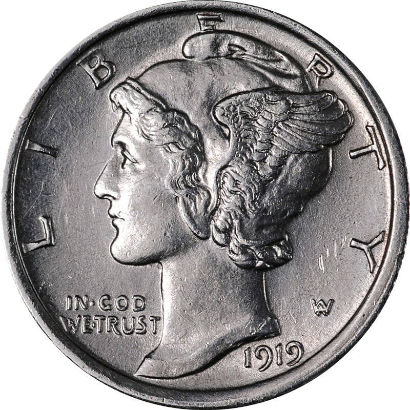 1919-d Mercury Dime Full Split Bands Nice Bu Auction