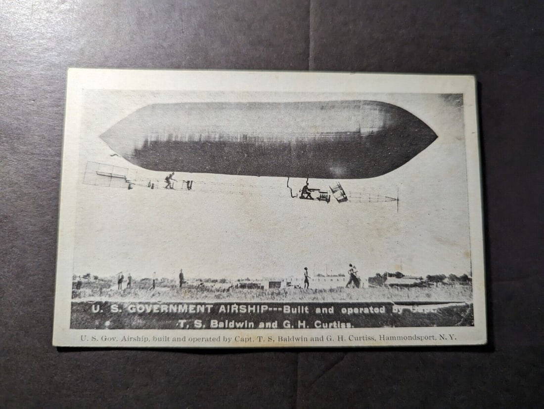 Mint Usa Zeppelin Postcard Us Gov Airship Capt Ts Baldwin Gh Curtiss ...