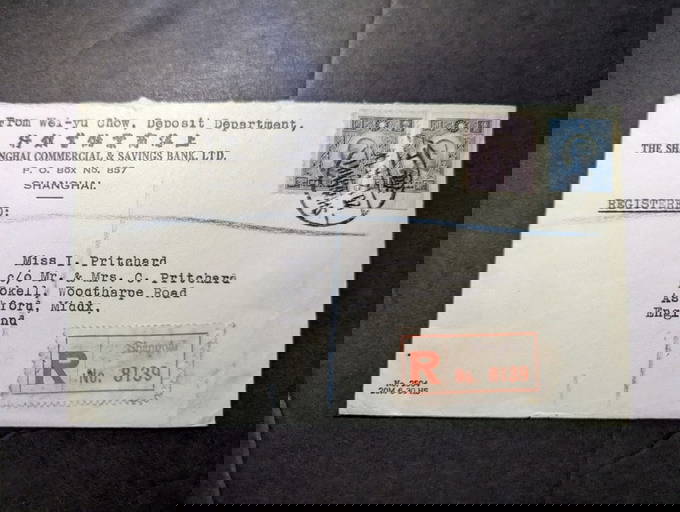 1944 Registered China Cover Shanghai To Ashford Middx England