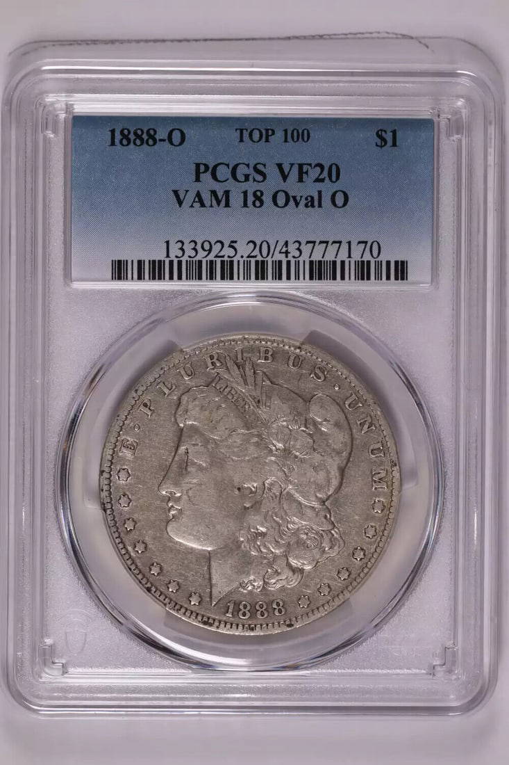 1888-o Vam 18 "oval O" Top 100 Morgan Dollar Pcgs Vf20 Auction