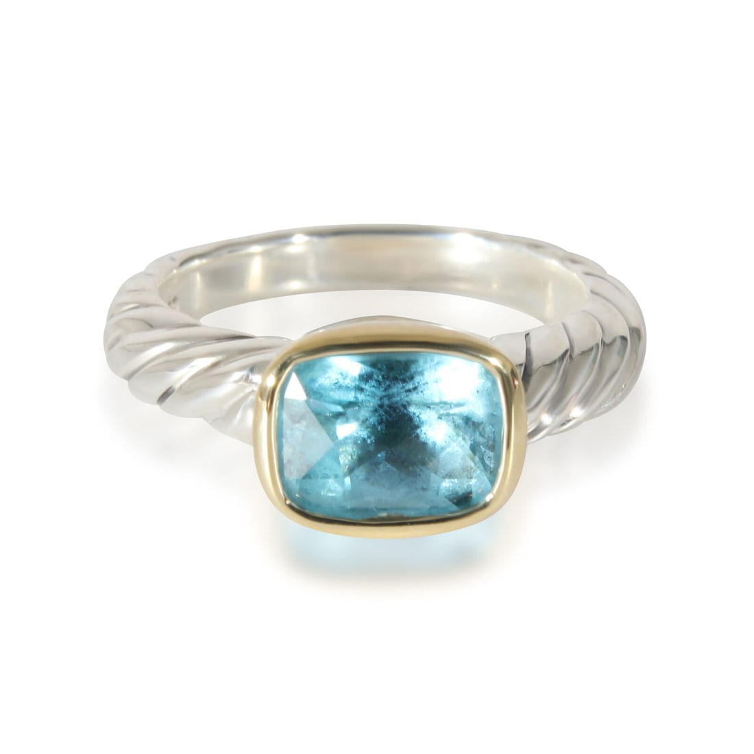 David Yurman Blue Topaz Ring In Yellow Gold/sterling Silver Auction