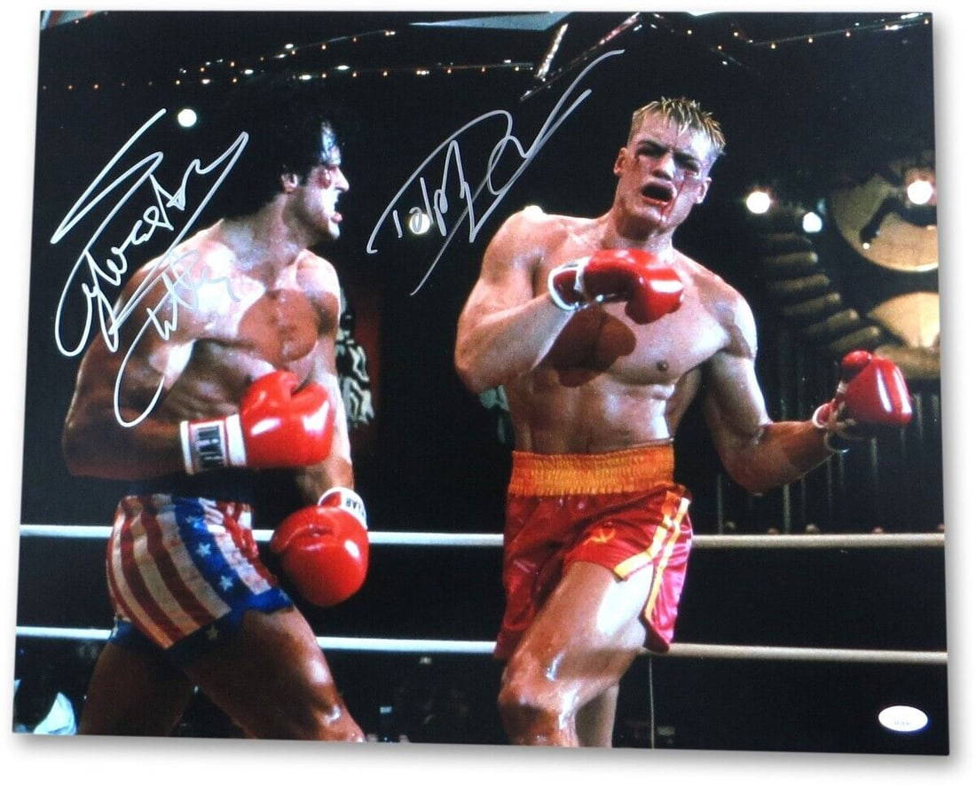 Sylvester Stallone Dolph Lundgren Autographed 16x20 Photo Rocky Iv Jsa ...