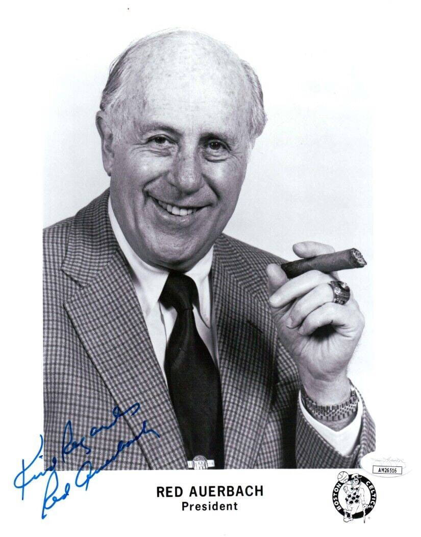 Red Auerbach Signed Autograph 8x10 Photo Boston Celtics Legend Cigar ...