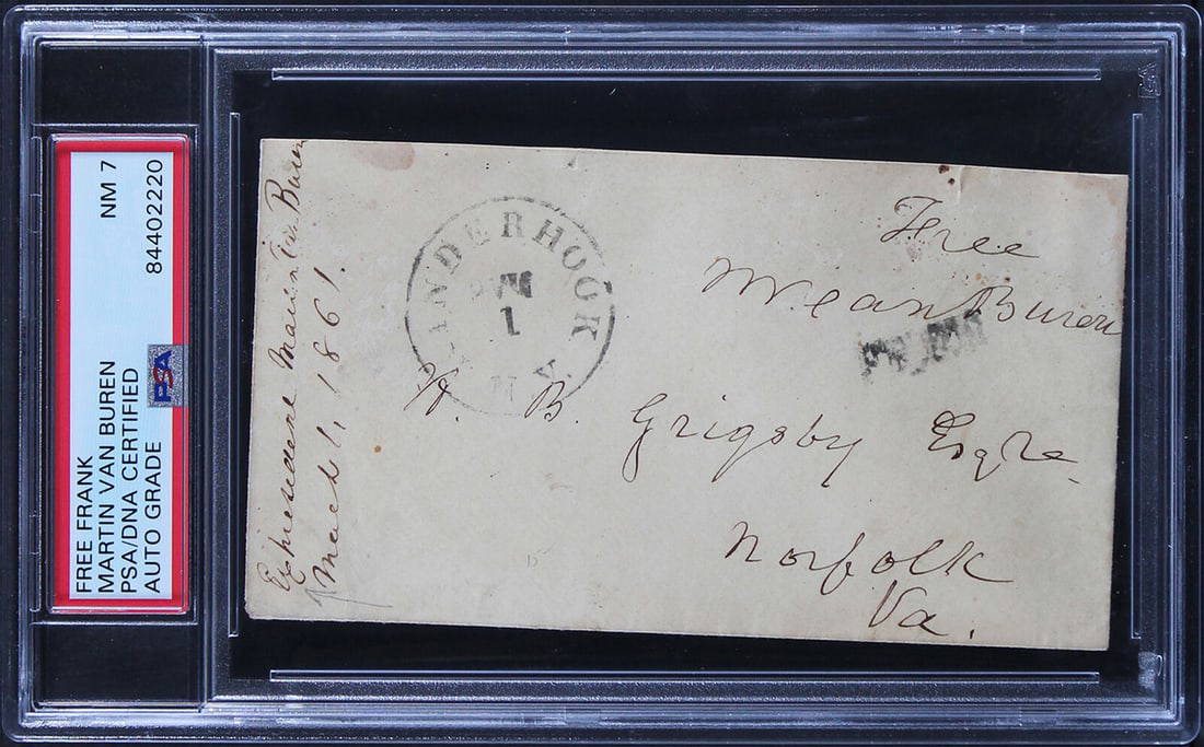 Martin Van Buren Signed 2.75x5.25 1861 Free Frank Psa/dna Slabbed Auction