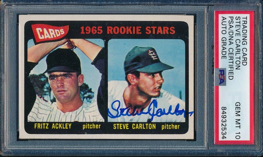 1965 Topps Steve Carlton Rookie Cardinals #477 Card Signed Psa/dna Gem ...