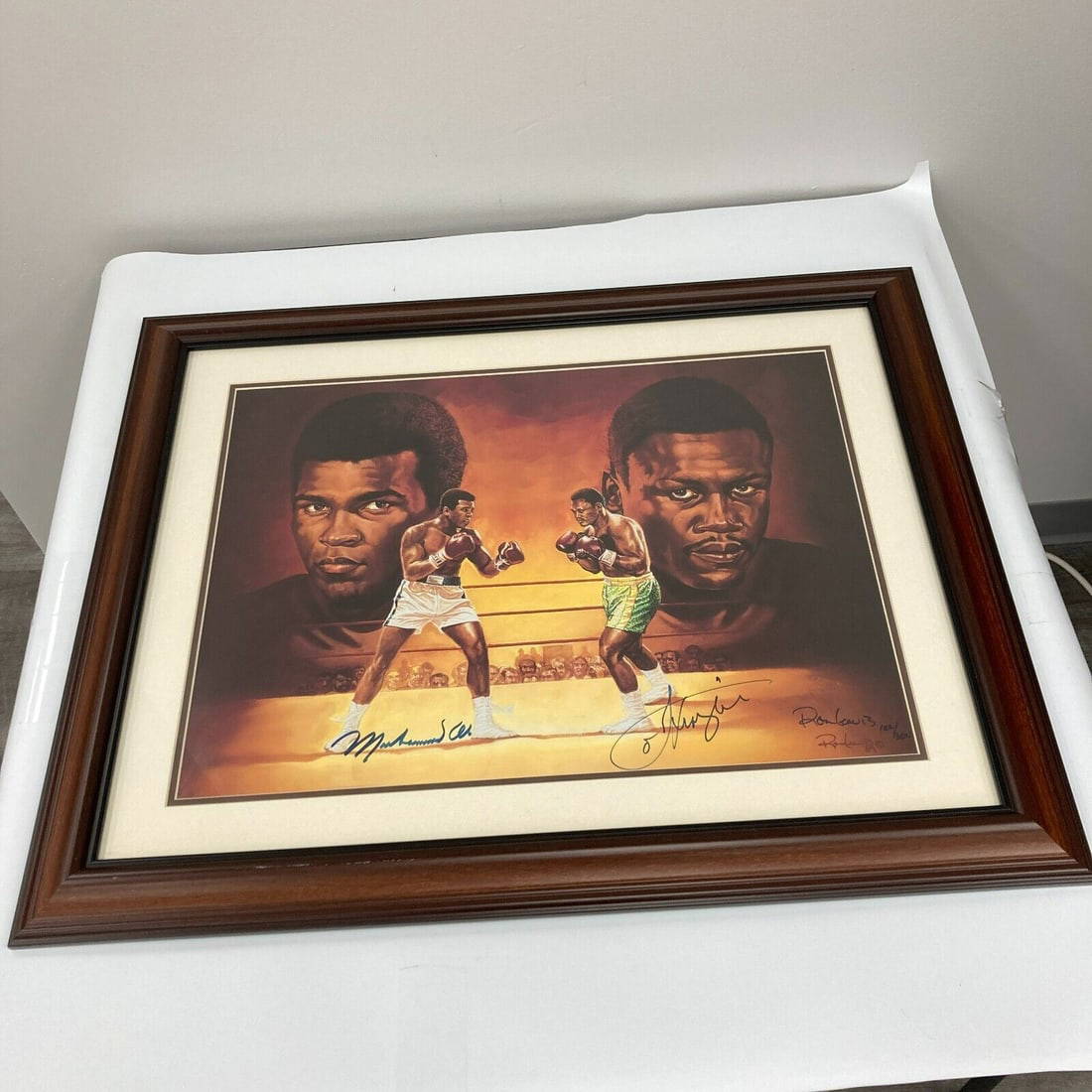 Muhammad Ali & Joe Frazier Signed Large 16x20 Ron Lewis Litho Photo Psa ...