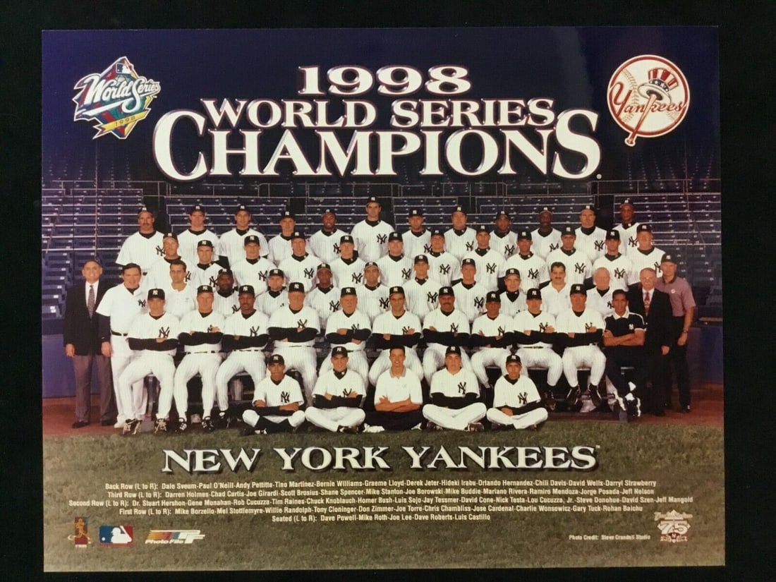 1998 World Series Champions New York Yankees Baseball 8x10 Color Photo Auction