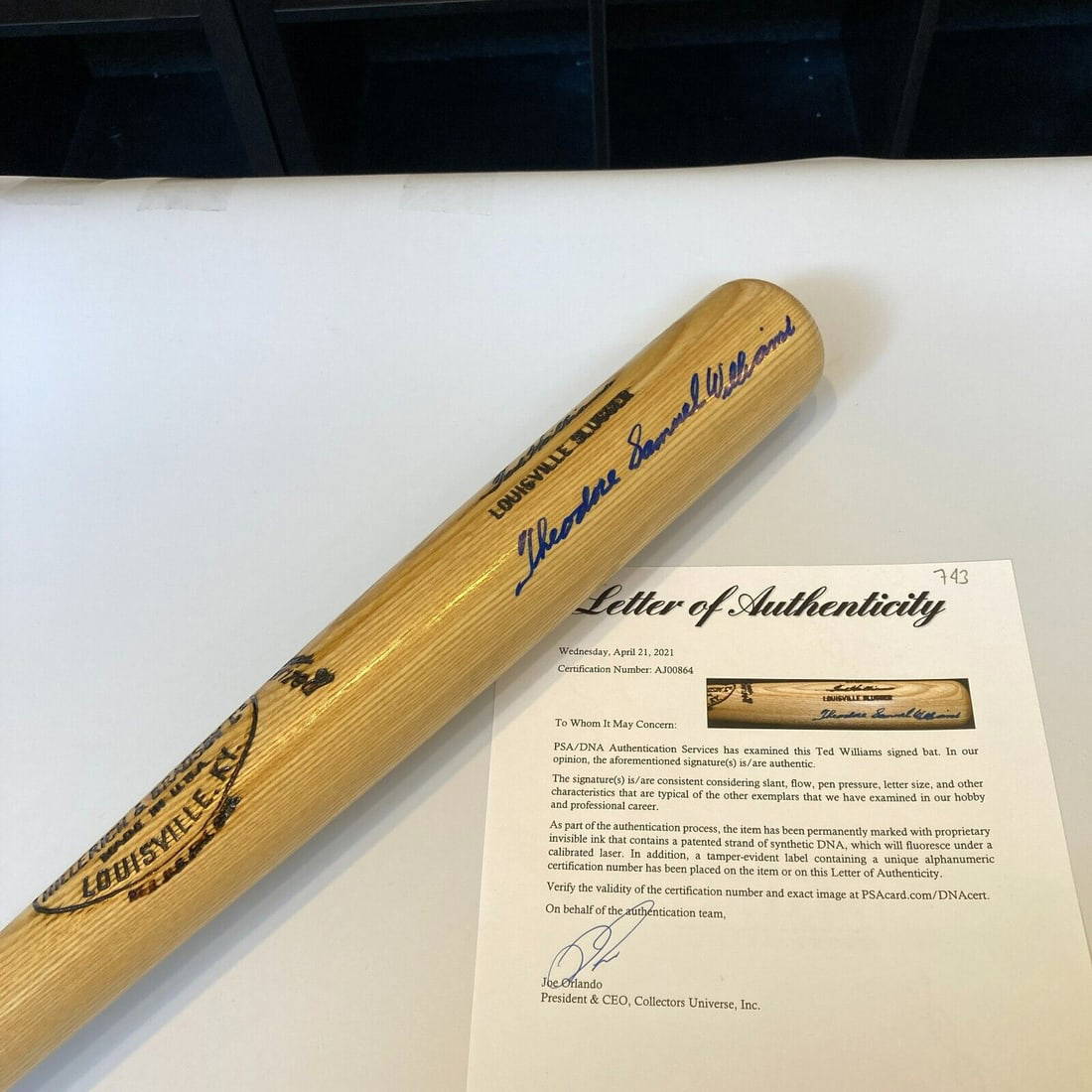 Ted "theodore Samuel" Williams Full Name Signed Game Model Baseball Bat ...
