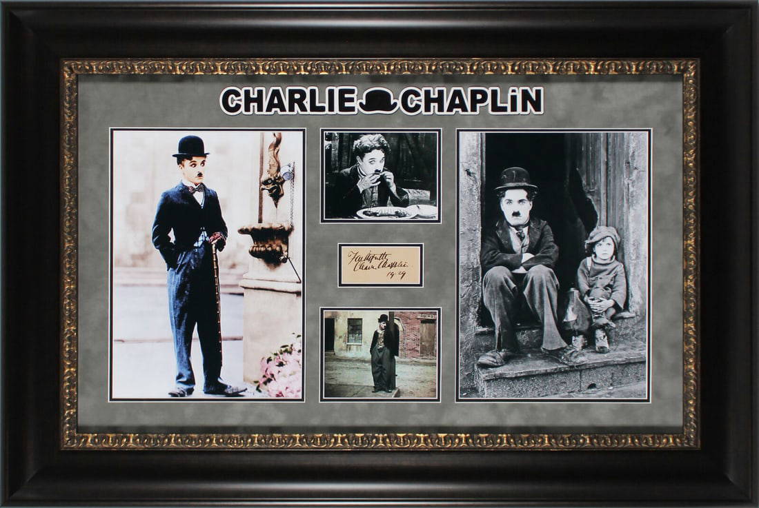 Charlie Chaplin Faithfully 19-29 Signed & Framed 2x4 Cut Signature Bas ...