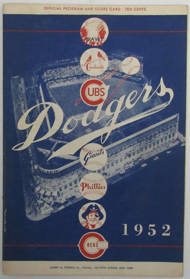 1952 Brooklyn Dodgers Vs. Phillies Baseball Game Program Jackie ...