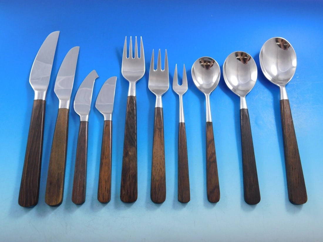 Lion De Luxe By Hackman Stainless Steel Rosewood Flatware Set 90 Pcs In ...