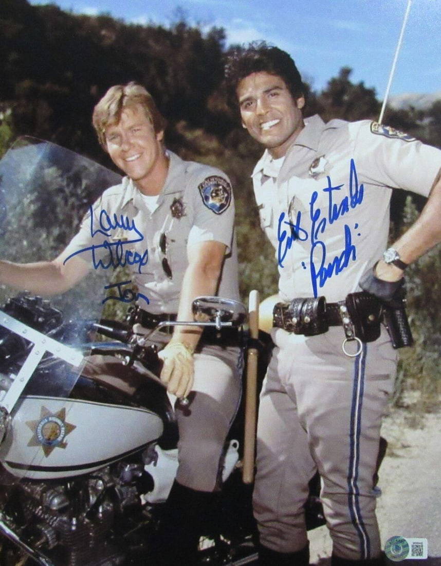 Larry Wilcox/erik Estrada Dual-signed/inscr 11x14 Photo "chips" Beckett ...