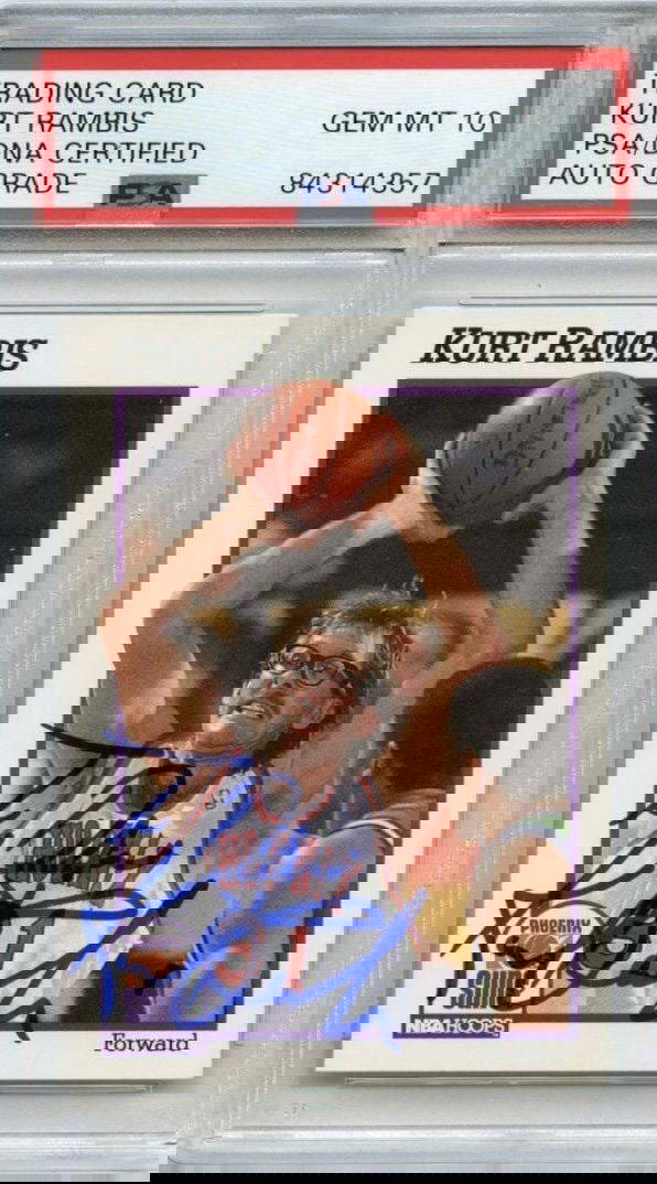 1991-92 Nba Hoops #169 Kurt Rambis Signed Card Auto Grade 10 Psa ...