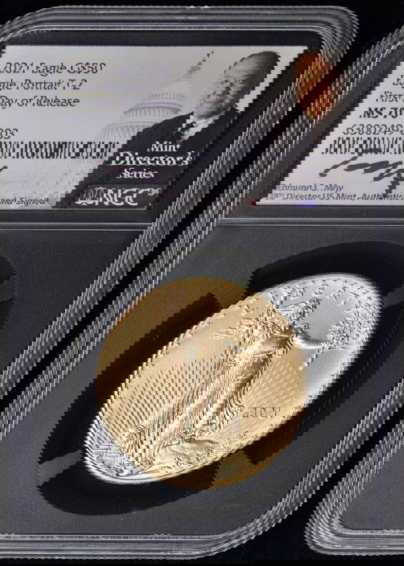 2021 $5-$50 4-coin Gold Eagle Ngc Ms70 Edmund Moy Label Auction