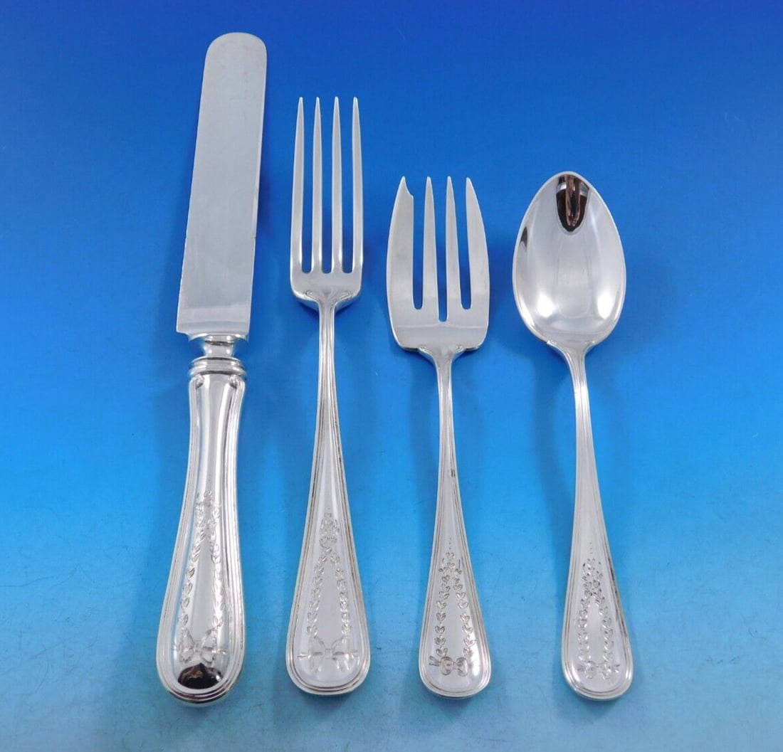 Commonwealth Engraved By Watson Sterling Silver Flatware Set Service 32 ...