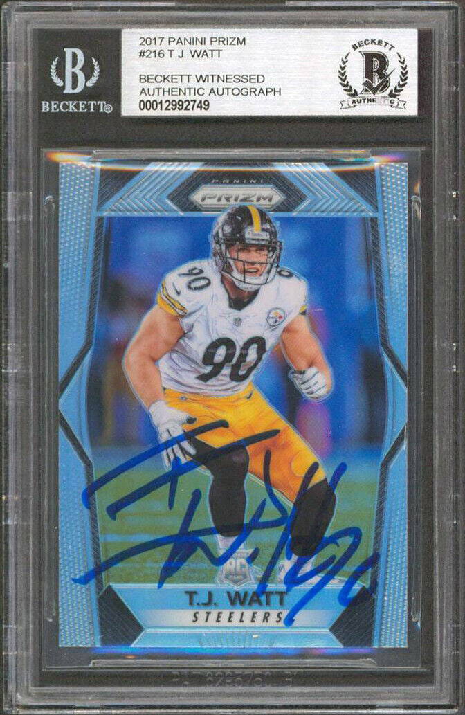 Steelers T.j. Watt Signed 2017 Panini Prizm #216 Rookie Card Bas Slab ...