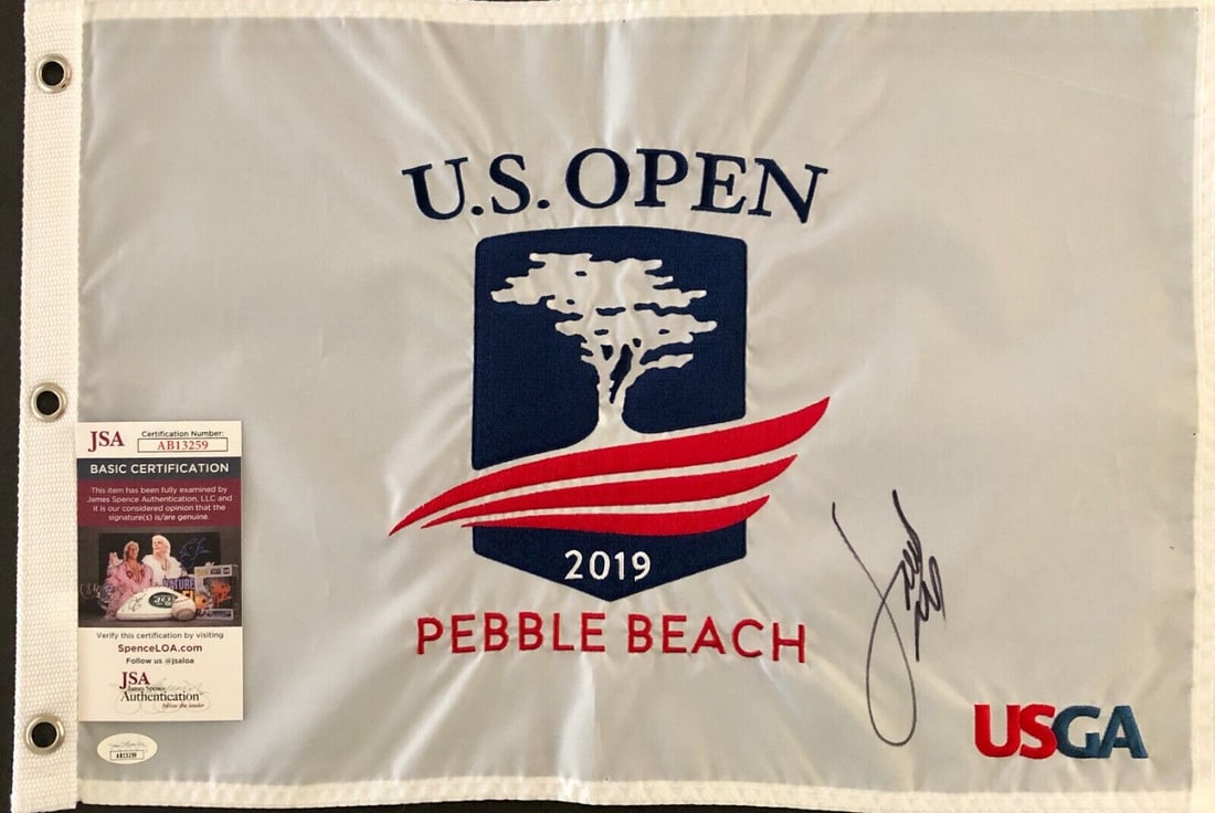 Jordan Spieth Signed 2019 Usga U.s. Open Pebble Beach Pin Flag-jsa ...
