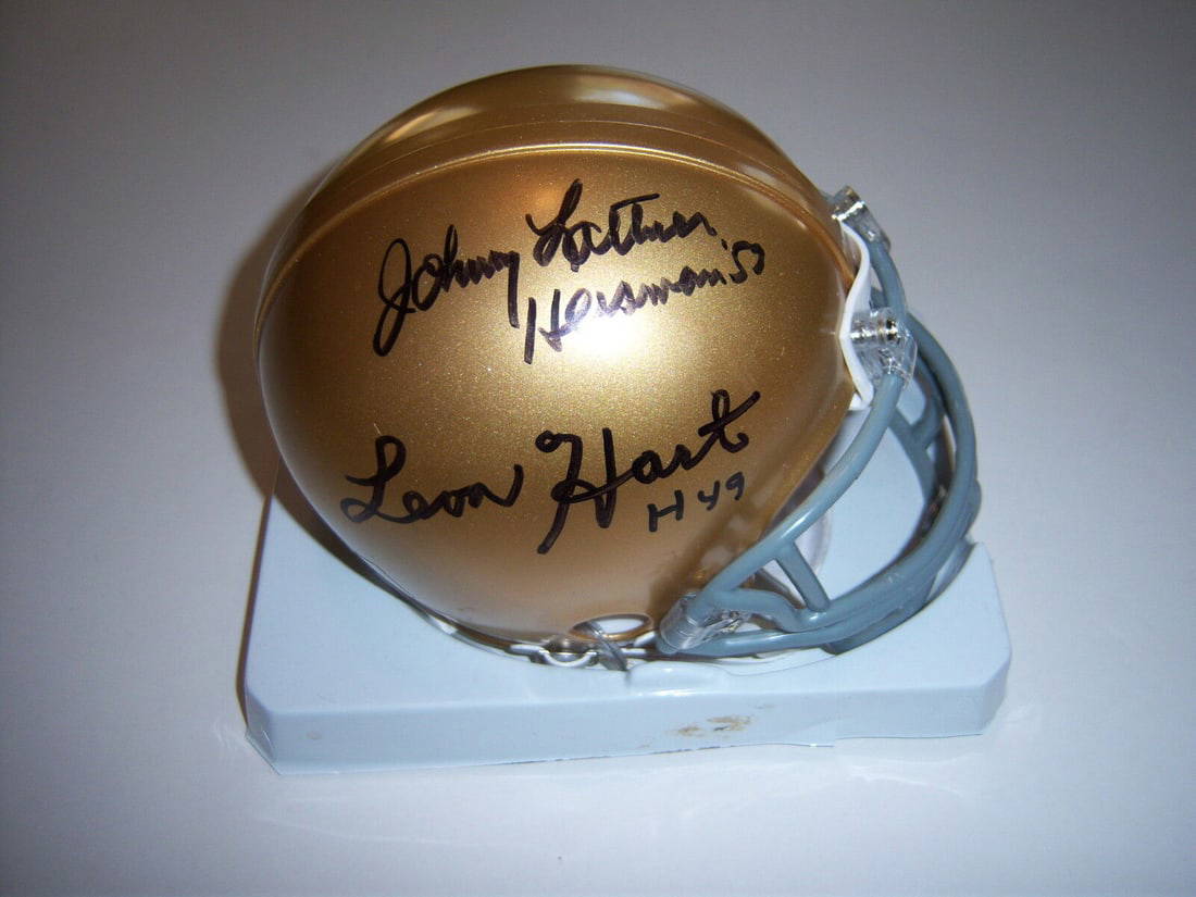 Leon Hart Johnny Lattner Ricky Watters Joe Heap Irish W/coa Signed Mini ...