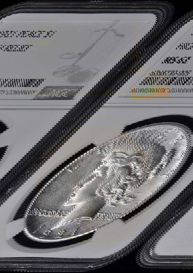 1921 Peace Dollar High Relief S$1 Ngc Ms62 Auction