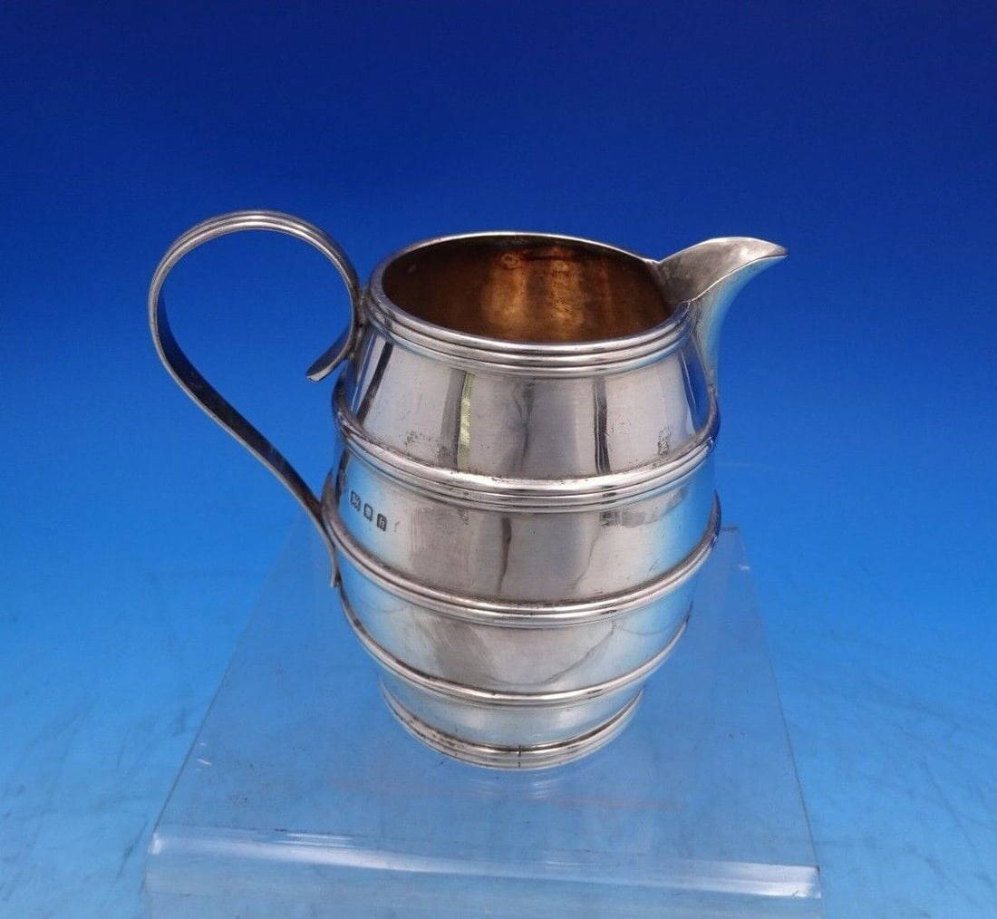 English Estate Sterling Silver Syrup Pitcher Barrel Form W/handle C ...