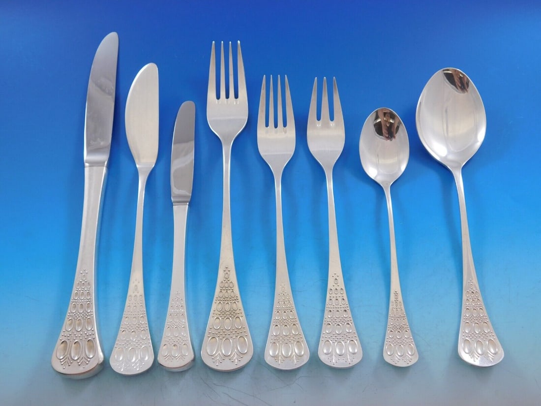 Romance By Bjorn Rosenthal Sterling Silver Flatware Set 51 Pc Modernist ...