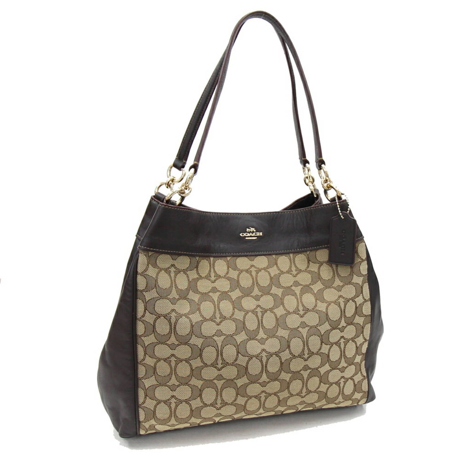 Coach Handbag Outline Signature Lexi F57612 Beige Dark Brown Canvas ...