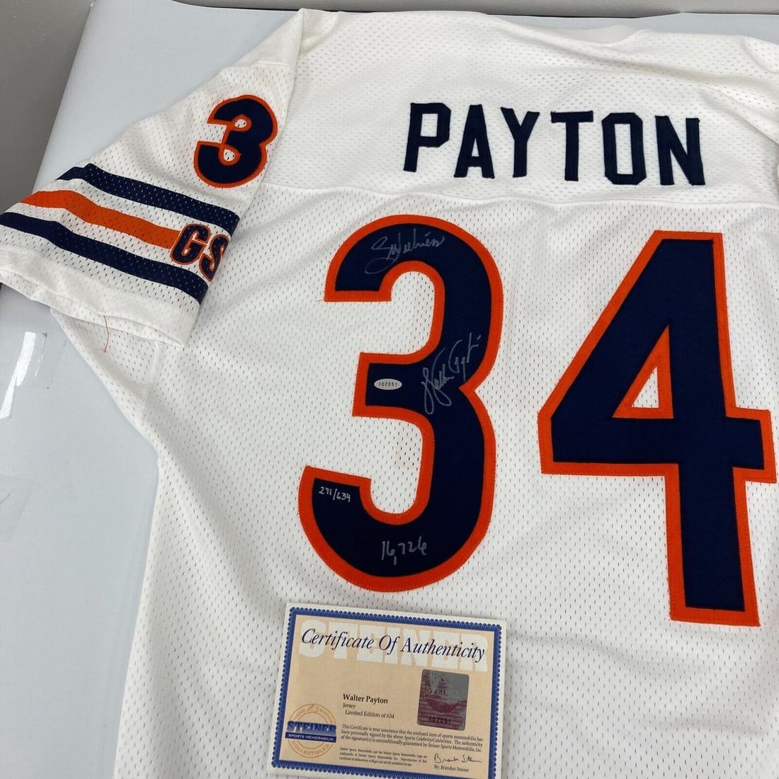 Walter Payton Sweetness 16 726 Yards" Signed Chicago Bears Jersey ...