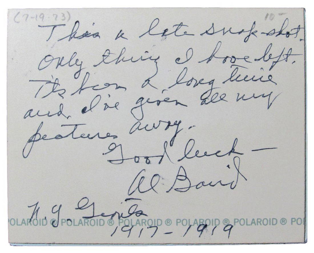 Al Baird 1917-19 New York Giants Baseball Autographed Note And Picture ...