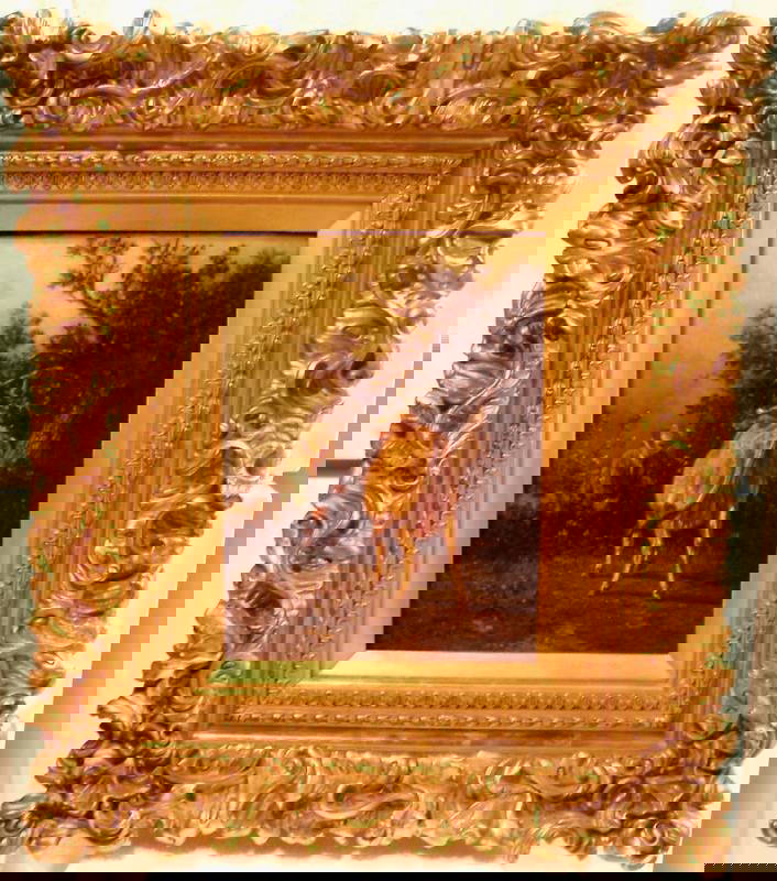 18th C Oil On Canvas Painting By Emile Van Marcke Listed Artist Auction