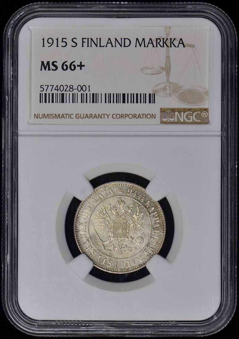1915 S Finland Markka Ngc Ms66+ Auction