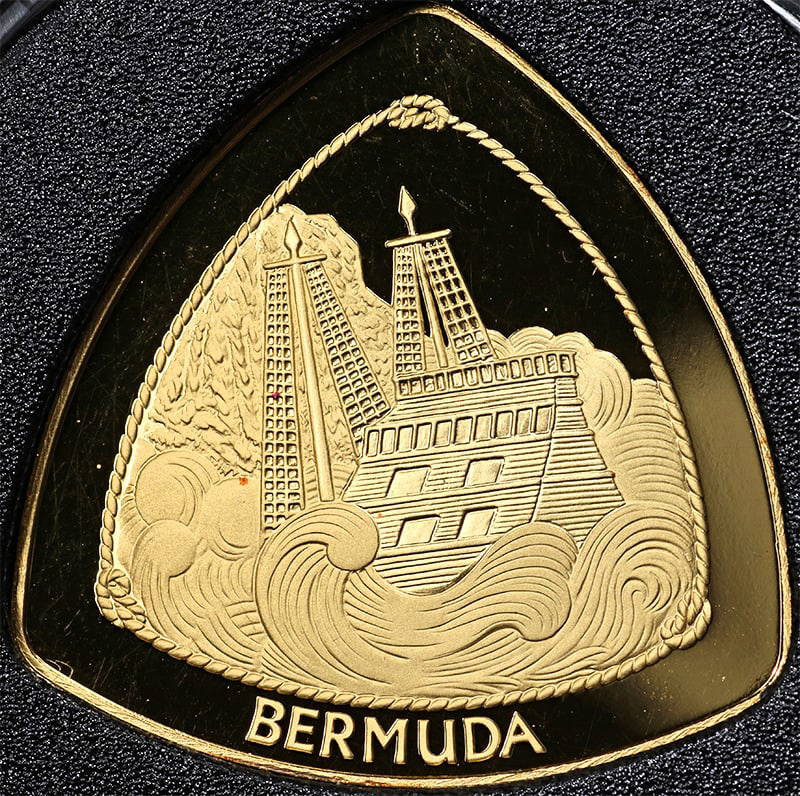 1997 Bermuda Gold Proof Triangular $60 Coin - 1.0oz .999 Fine Ogp Coa ...