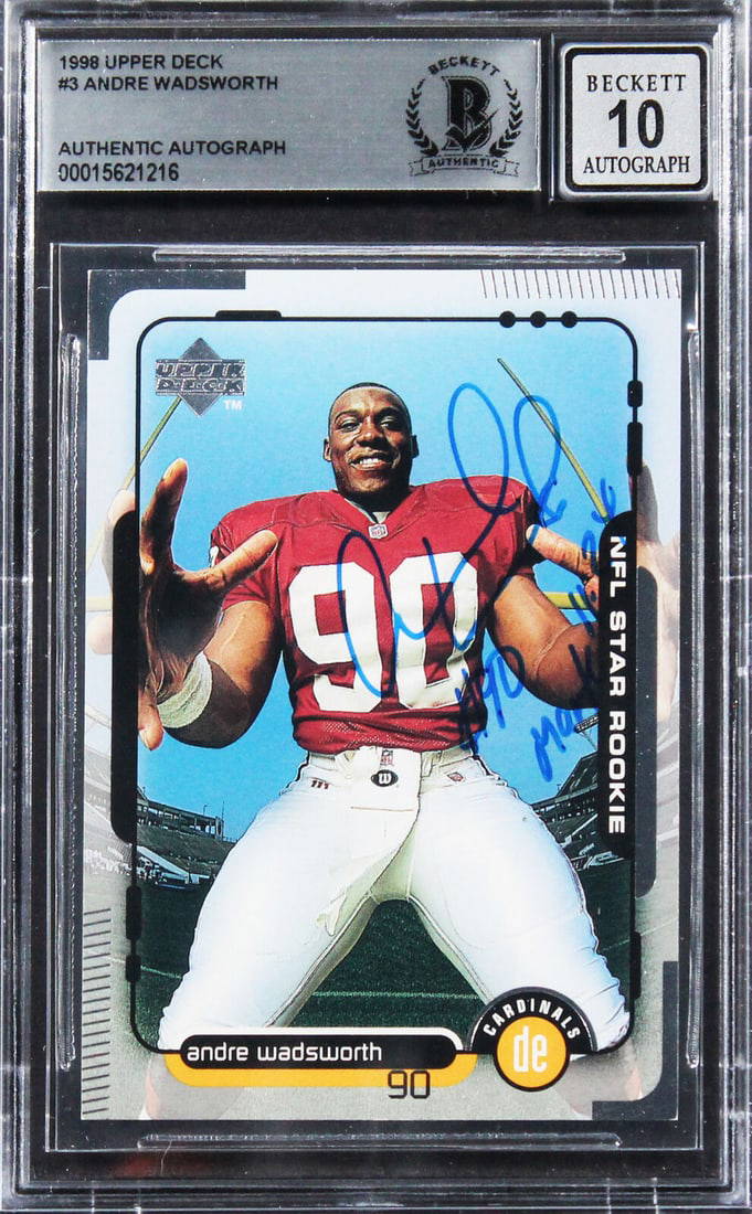 Cardinals Andre Wadsworth Signed 1998 Upper Deck #3 Rookie Card Auto 10 ...