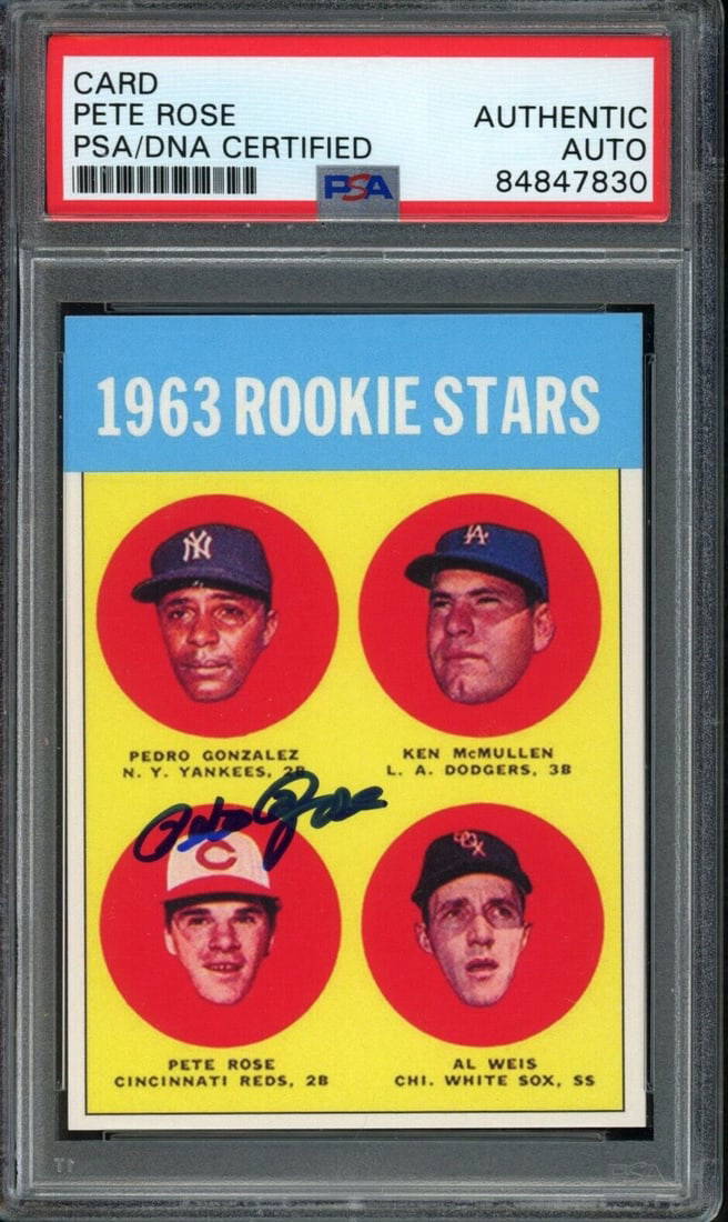 1963 Topps Pete Rose 537 "reprint" Rookie Card Signed Reds Psa/dna ...