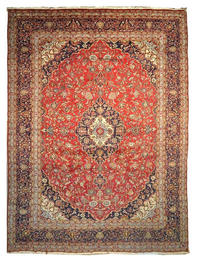 Shark Tank Rug 10 X 13 Red Persian Kashan Carpet Auction