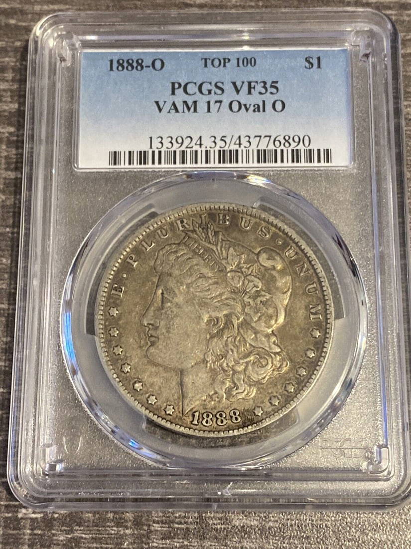 Avc- 1888-o Vam-17 "oval O" Morgan Dollar Top 100 Pcgs Vf35 Auction