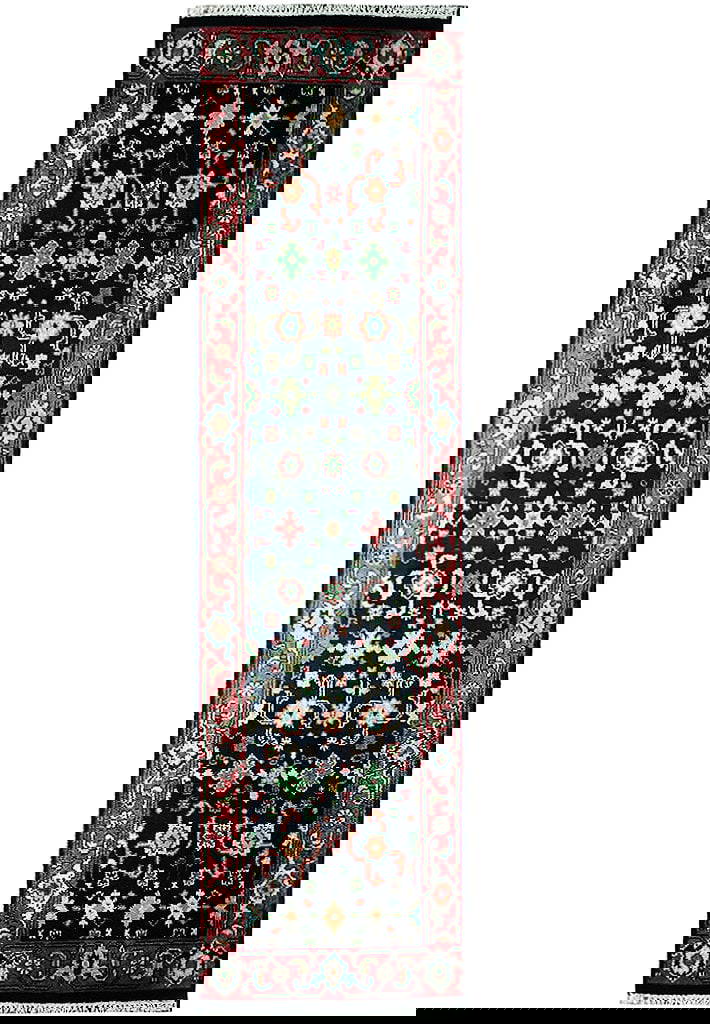 10 Feet Runner Hand-knotted Wool Black Auction