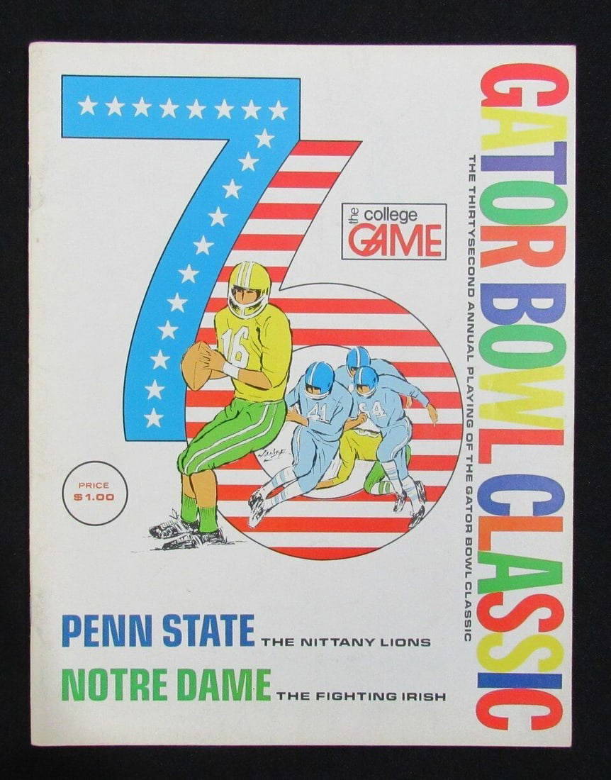 12/27/1976 Gator Bowl Notre Dame Vs. Penn State Program 185822 Auction