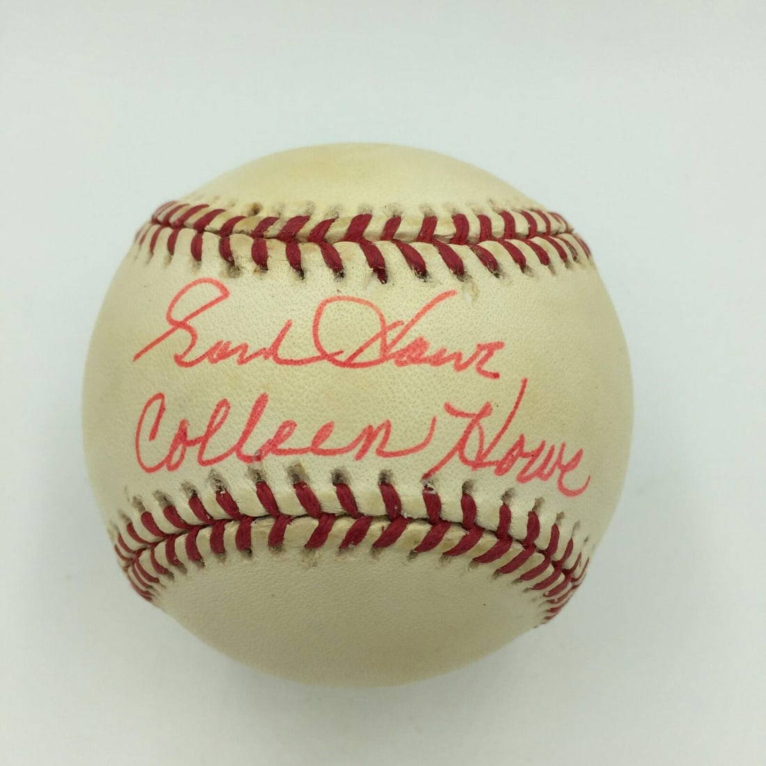 Rare Gordie Howe & Wife Colleen Howe Signed Baseball Nhl With Jsa Coa ...