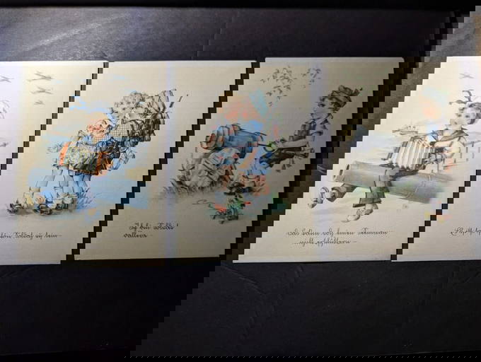 Lot Of 9 Mint Germany Postcards Ww2 Children Playing Soldier Series