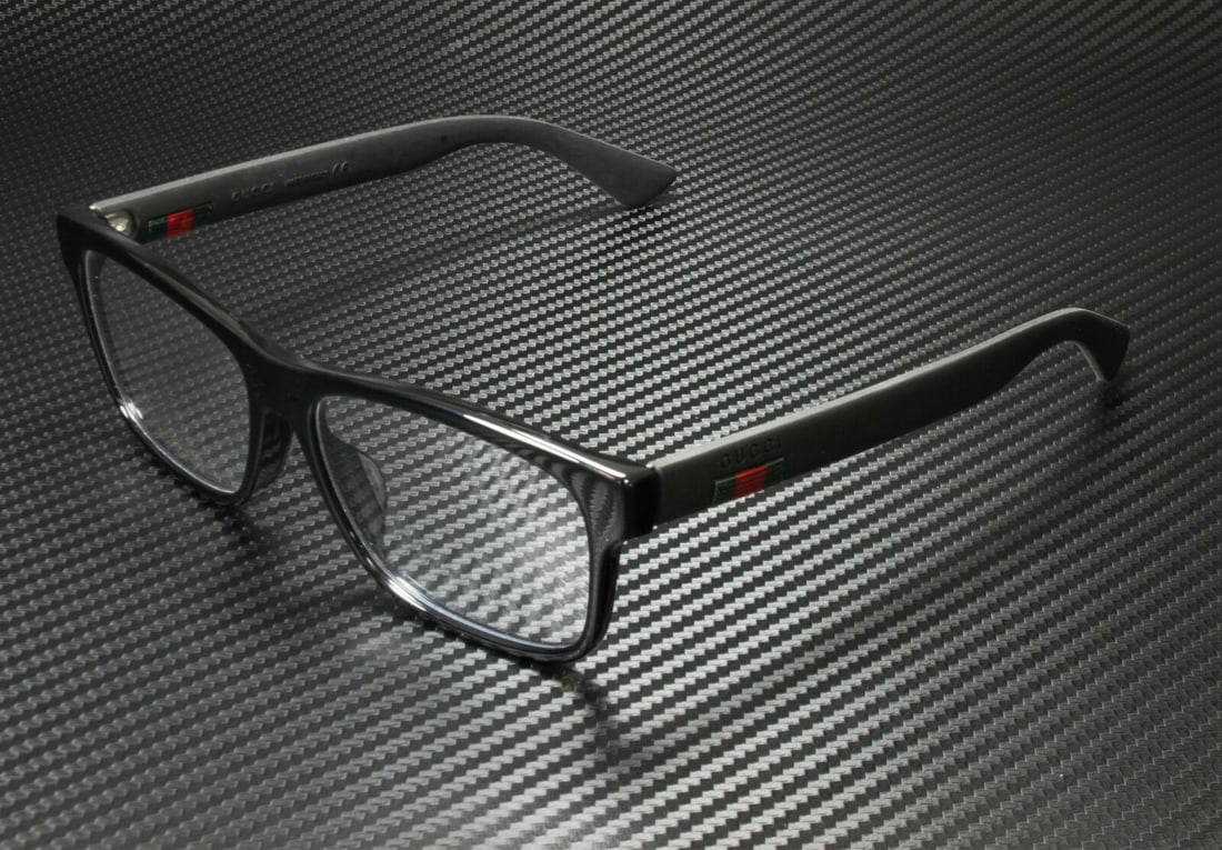 Gucci Mens Eyeglasses Gg0176oa 001 Black Full Rim Optical Frame 56mm