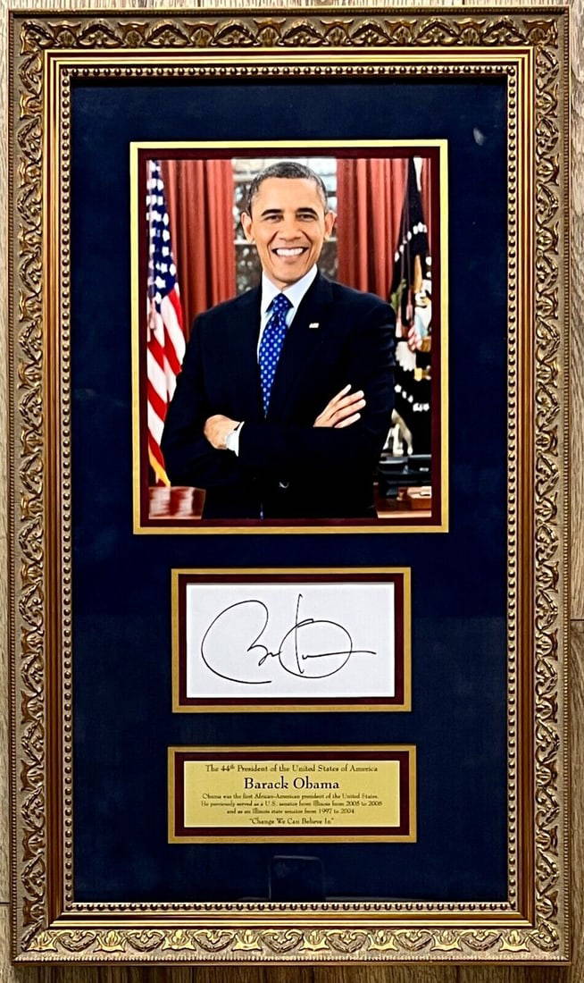 Barack Obama (44th President) Signed/framed Display-huge Signature-jsa ...