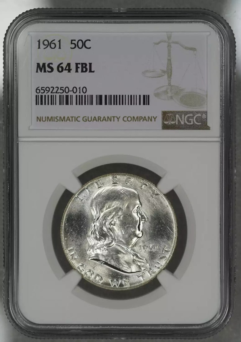 1961 Franklin Half Dollar 50c Ngc Ms 64 Fbl Mint Unc - Full Bell Lines ...
