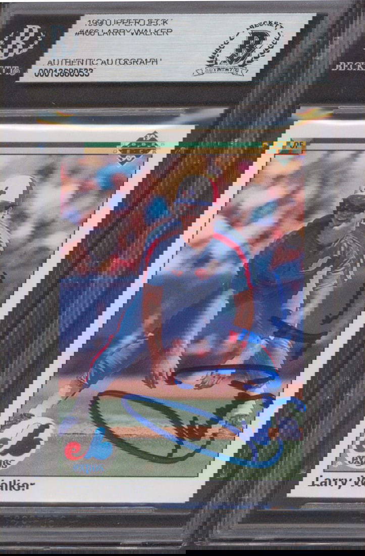 Rockies Larry Walker Signed 1990 Upper Deck #466 Card Bas Slabbed Auction