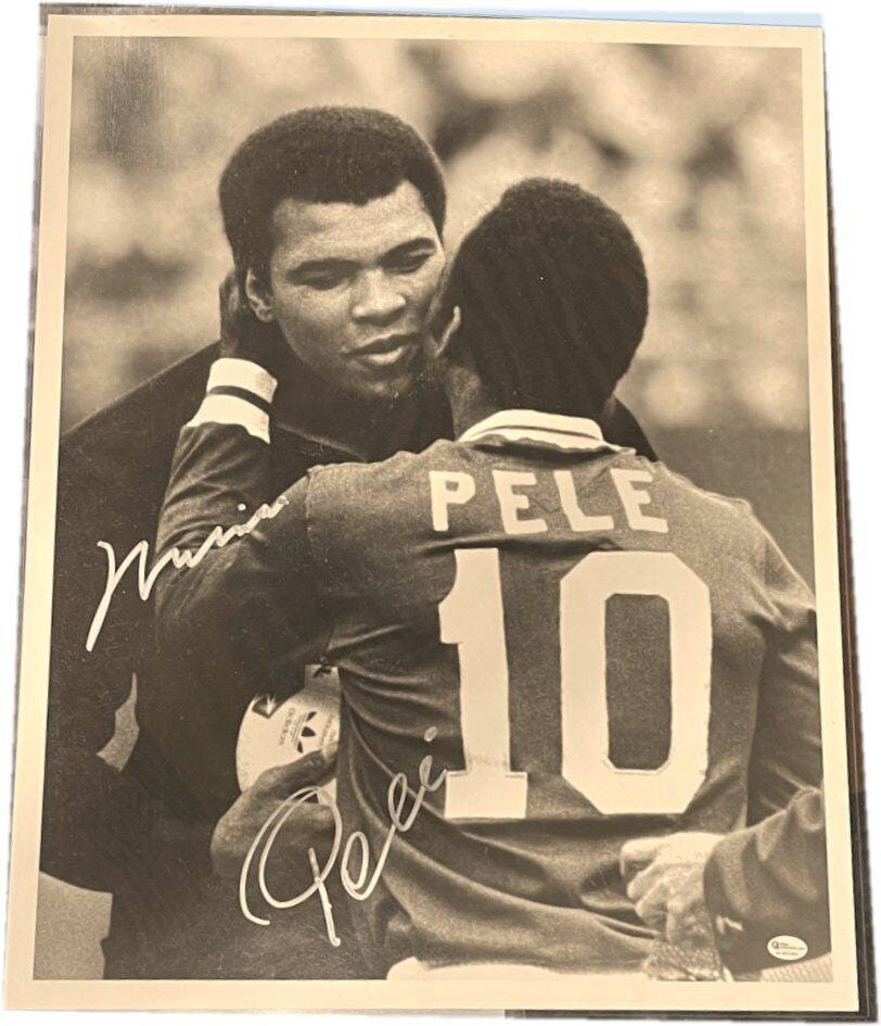 Muhammad Ali Pele Signed Autographed 16x20 Photo Legends Hugging On ...