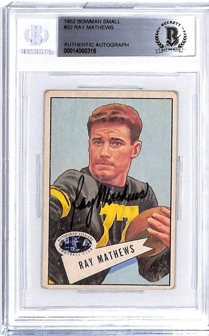Ray Mathews Signed Autographed 1952 Bowman Small Steelers Beckett Bas ...