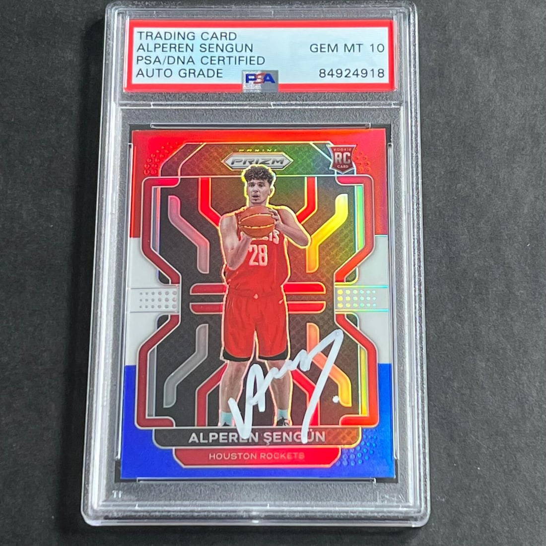 2021-22 Panini Prizm Red White Blue #318 Alperen Sengun Auto Grade 10 ...