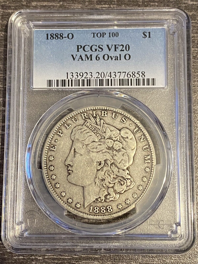Avc- 1888-o Vam-6 "oval O" Morgan Dollar Top 100 Pcgs Vf20 Auction