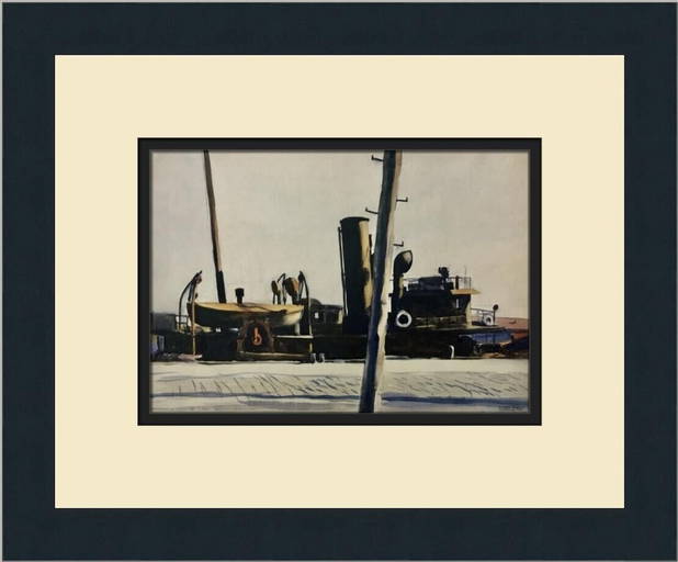 Edward Hopper Trawler And Telegraph Pole Custom Framed Print