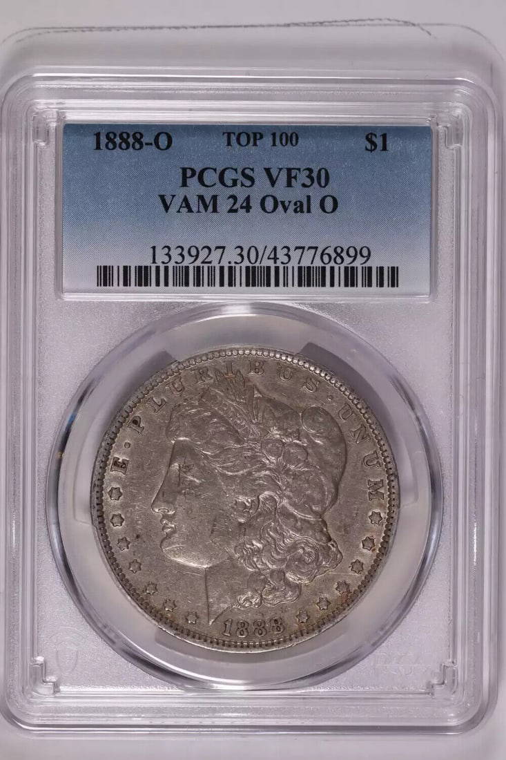 1888-o Vam 24 "oval O" Top 100 Morgan Dollar Pcgs Vf30 Auction